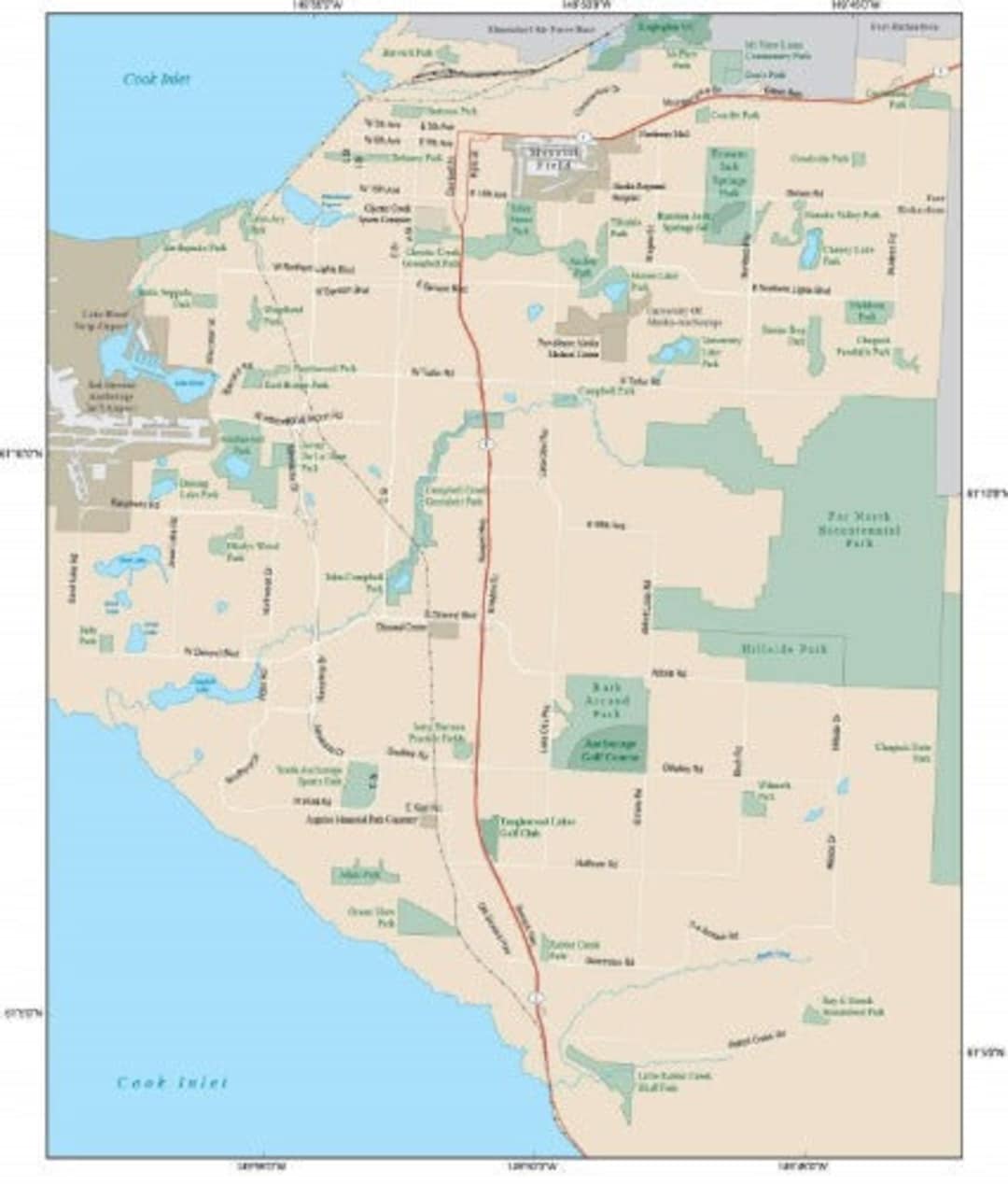 ANCHORAGE ALASKA MAP Glossy Poster Picture Photo Banner Print Road City ...