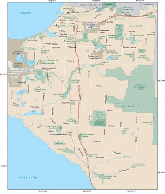 ANCHORAGE ALASKA MAP Glossy Poster Picture Photo Banner Print - Etsy