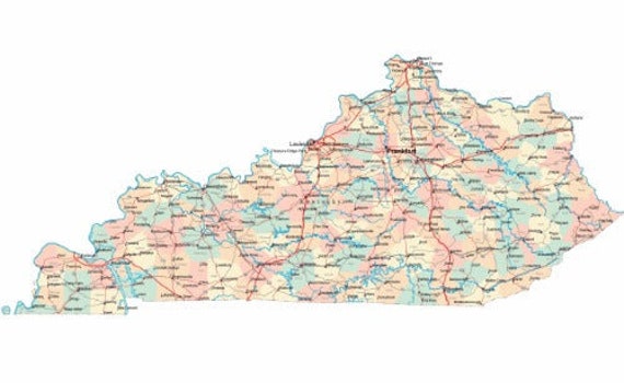 KENTUCKY ROAD MAP Glossy Poster Picture Photo State City - Etsy