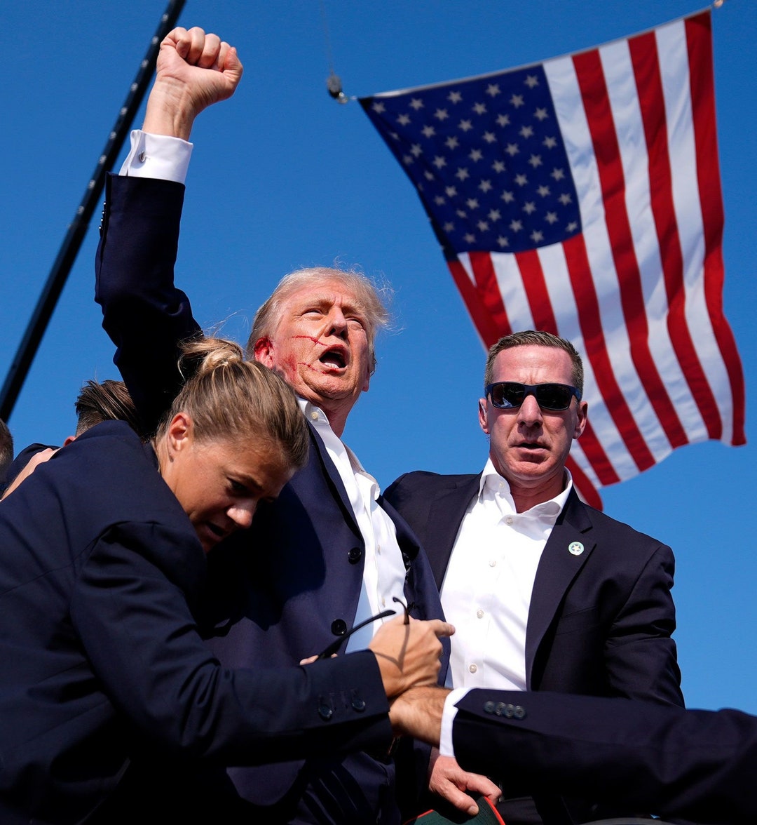 DONALD TRUMP SHOT Flag Fist Pump Shooting Glossy Poster Picture Photo ...