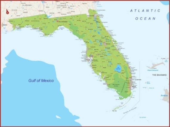 FLORIDA STATE MAP Glossy Poster Picture Photo Banner City Road - Etsy