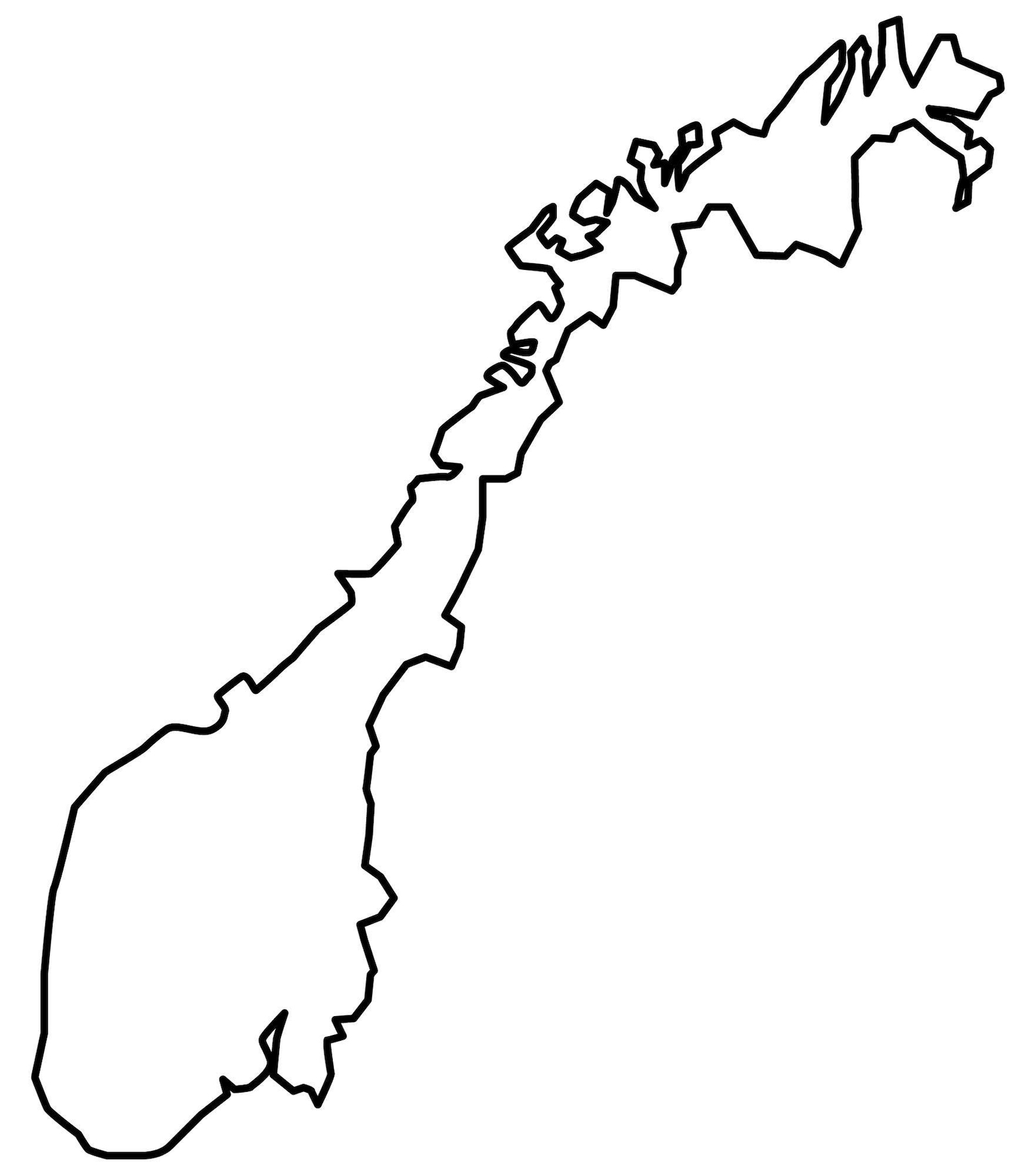 Norway Blank Outline Map Glossy Poster Picture Photo Print Banner ...