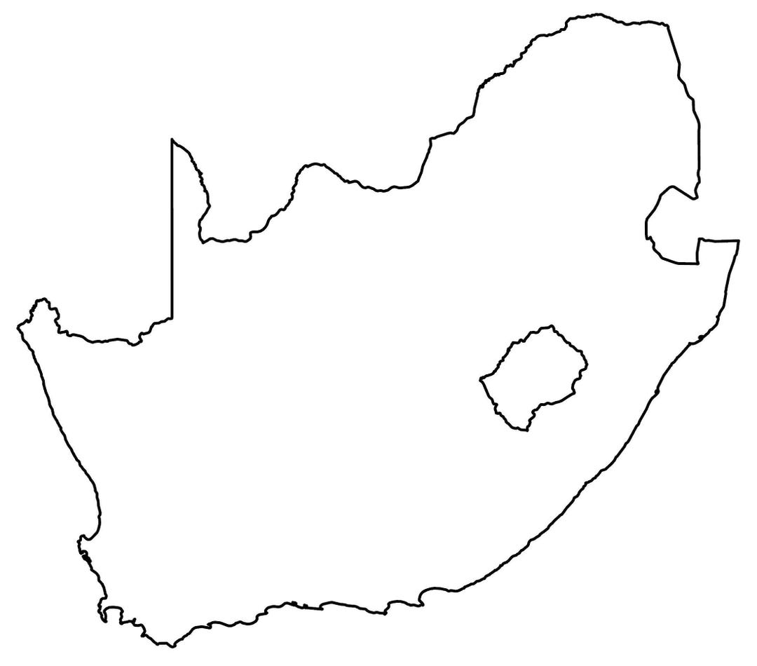 South Africa Blank Outline Map Glossy Poster Picture Photo Print Banner ...