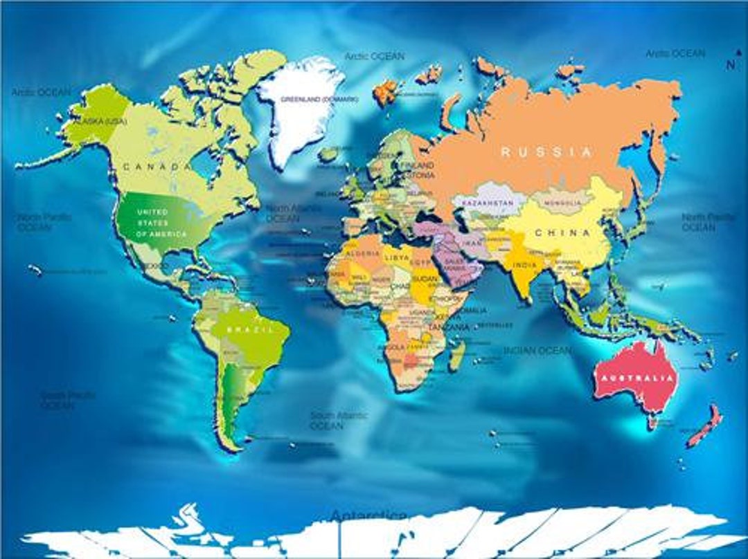 WORLD MAP W- COUNTRIES Glossy Poster Picture Photo Maps Globe Country ...