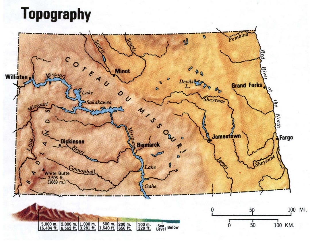 North Dakota Topography Map Glossy Poster Picture Photo Print Banner - Etsy