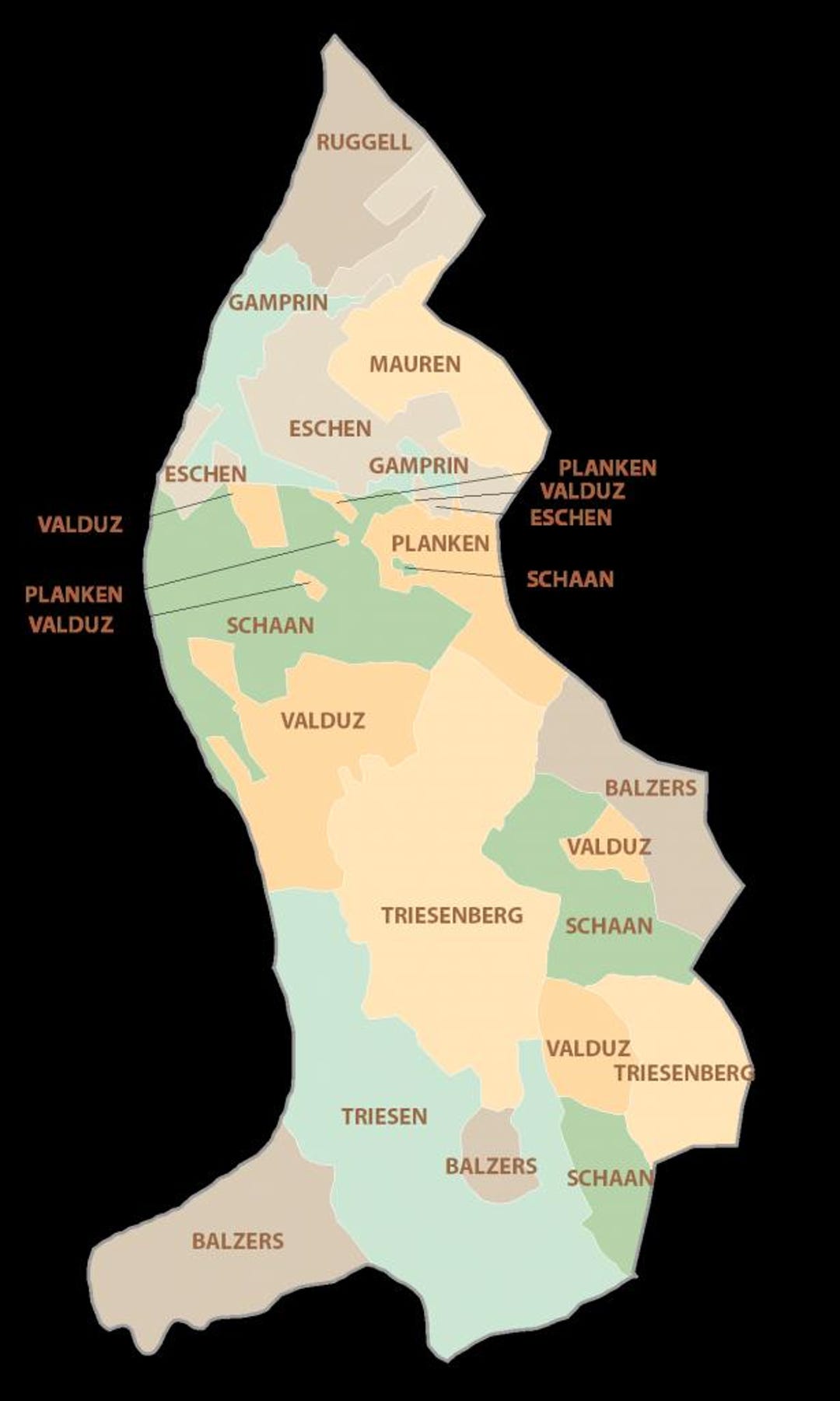 Liechtenstein Province Map Glossy Poster Picture Photo Print Banner ...