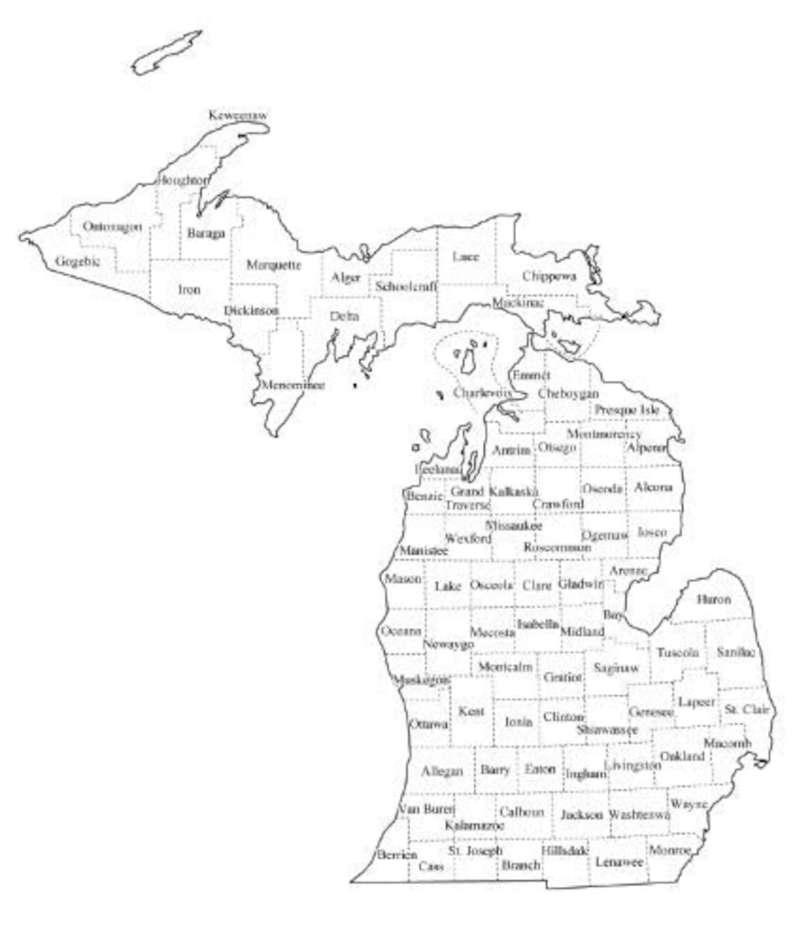 MICHIGAN STATE COUNTY Map Glossy Poster Picture Photo Banner City ...