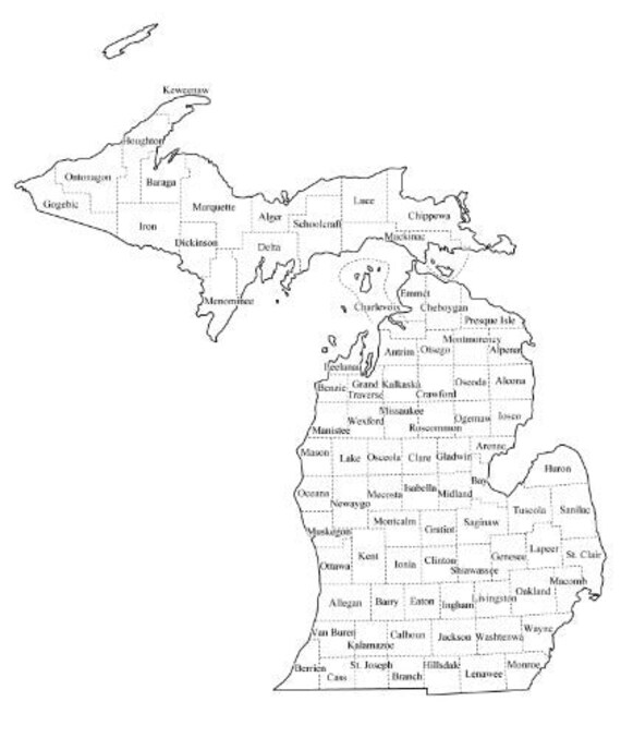 MICHIGAN STATE COUNTY Map Glossy Poster Picture Photo Banner - Etsy