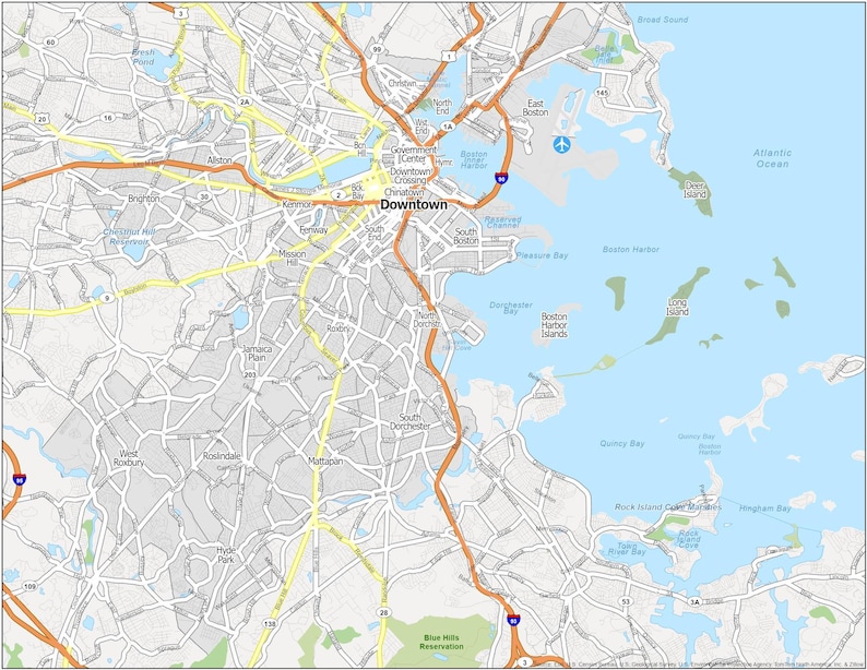 Boston Neighborhood Map Glossy Poster Picture Photo Print Banner ...