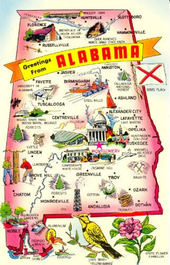 ALABAMA PICTURE STATE Map Glossy Poster Picture Photo Banner - Etsy