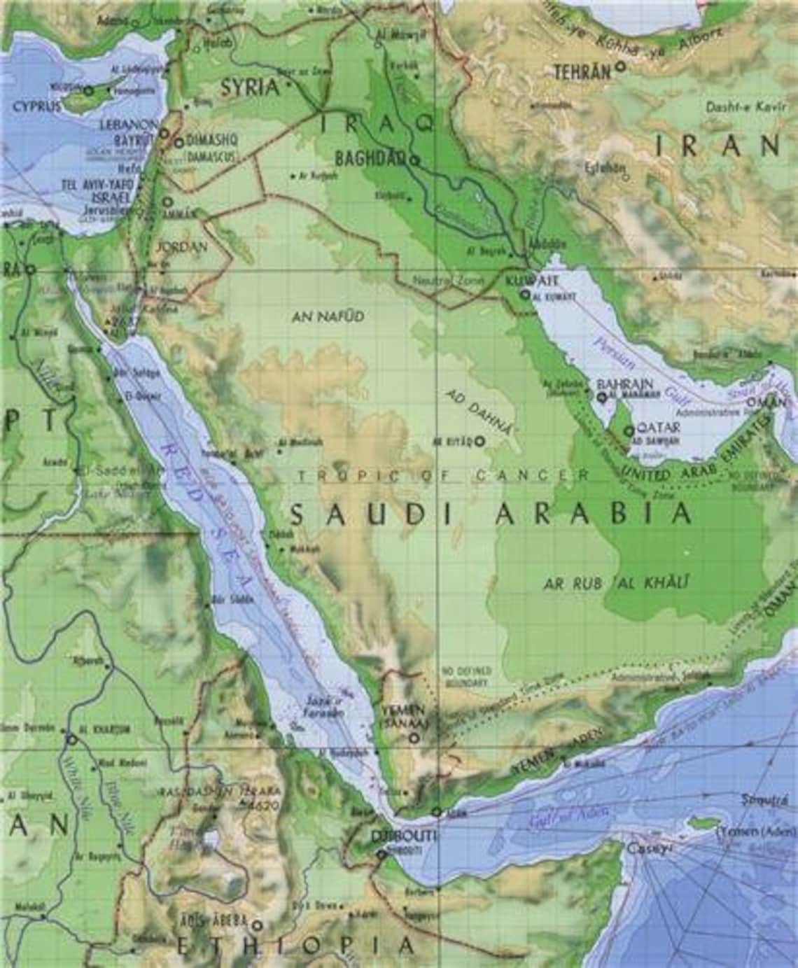 RED SEA MAP Glossy Poster Picture Photo Africa Asia Indian Ocean Gulf ...