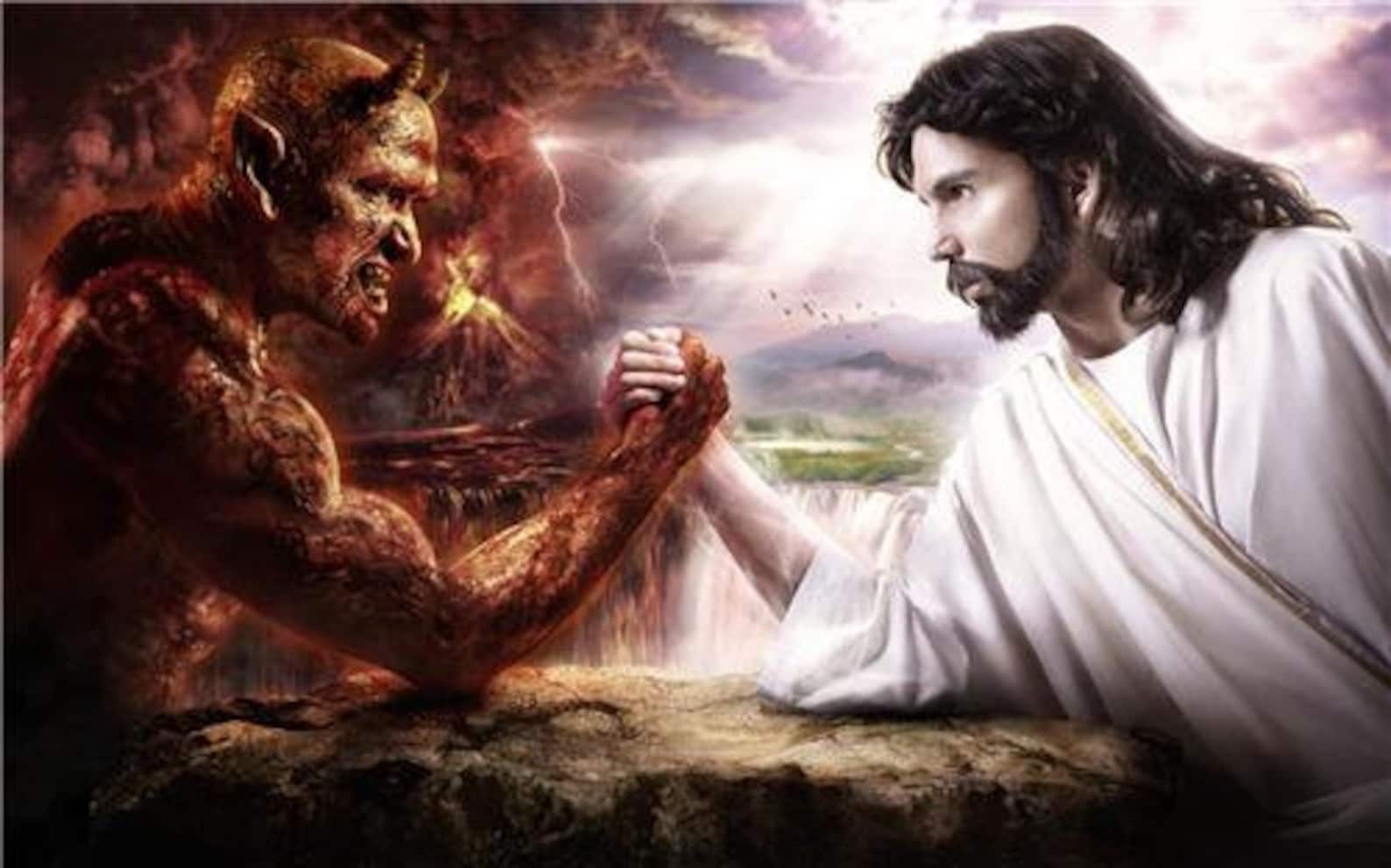 GOOD VERSUS EVIL Glossy Poster Picture Photo Jesus Christ Devil Satan ...