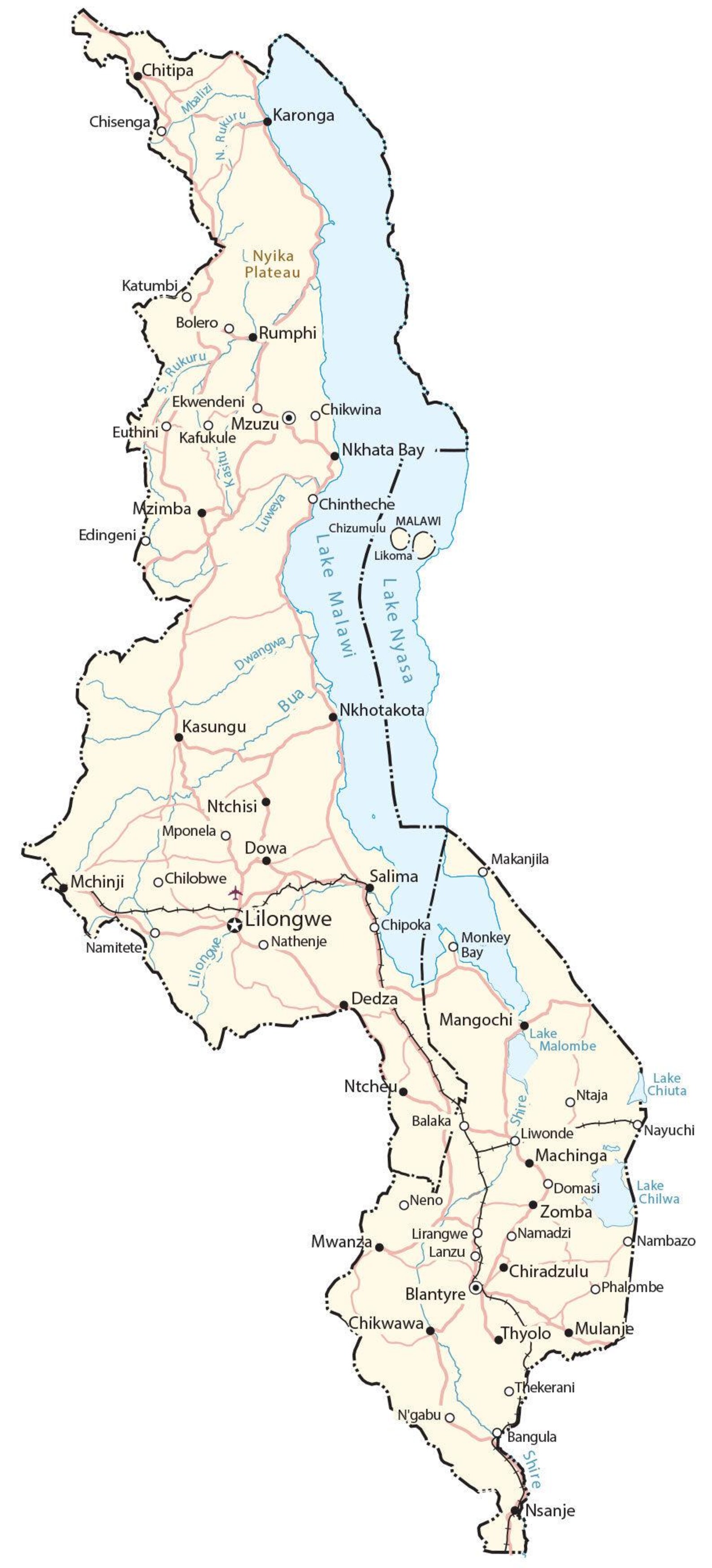 Malawi Road Map Glossy Poster Picture Photo Print Banner ...