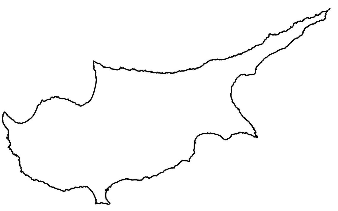 Cyprus Blank Outline Map Glossy Poster Picture Photo Print Banner ...