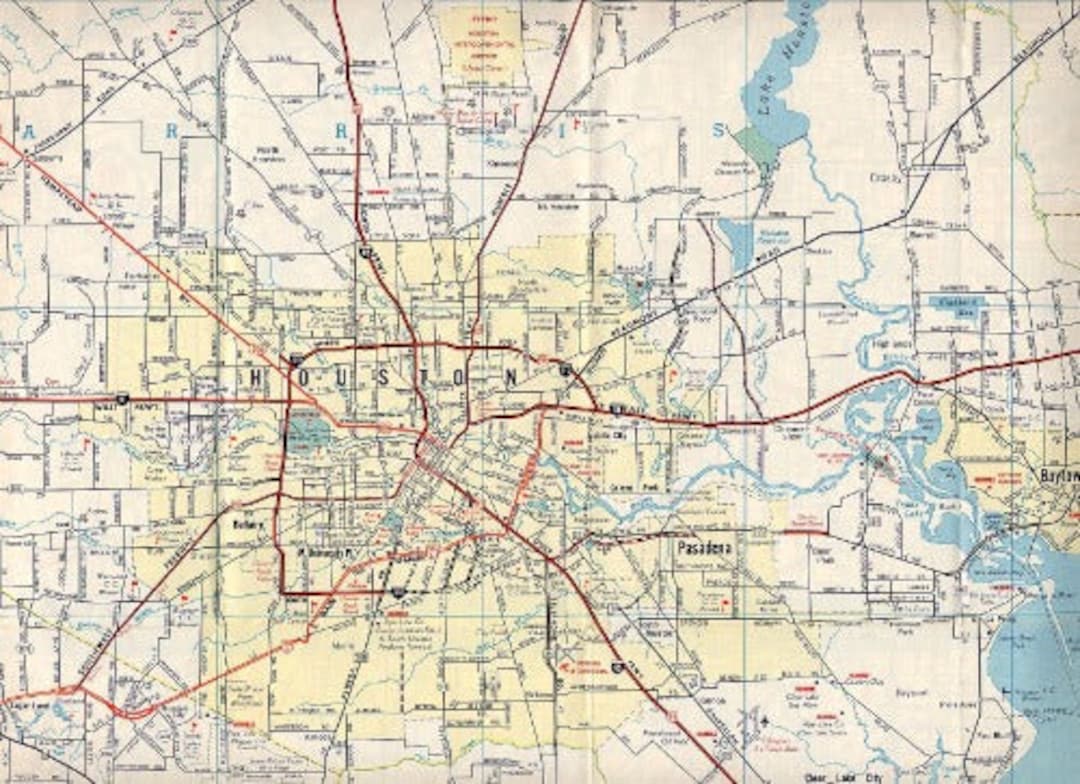 HOUSTON TEXAS MAP Glossy Poster Picture Photo Banner Print Road City ...