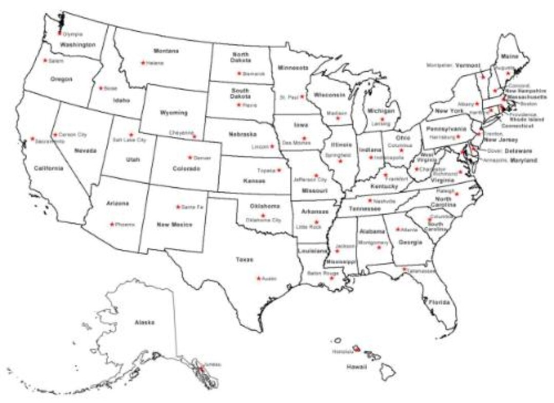 Blank United States Map Poster Picture Photo Banner States Capitals Usa ...