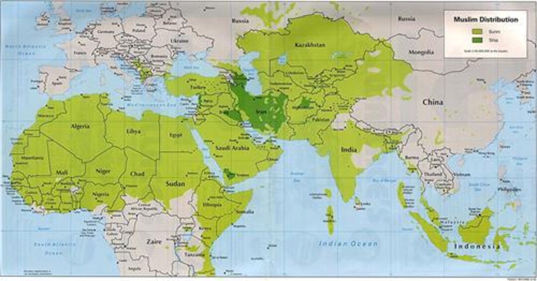 Muslim Distribution World Map Glossy Poster Picture Photo Sunni Shia ...