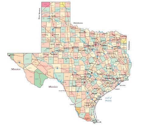 Texas Map With Counties And Cities