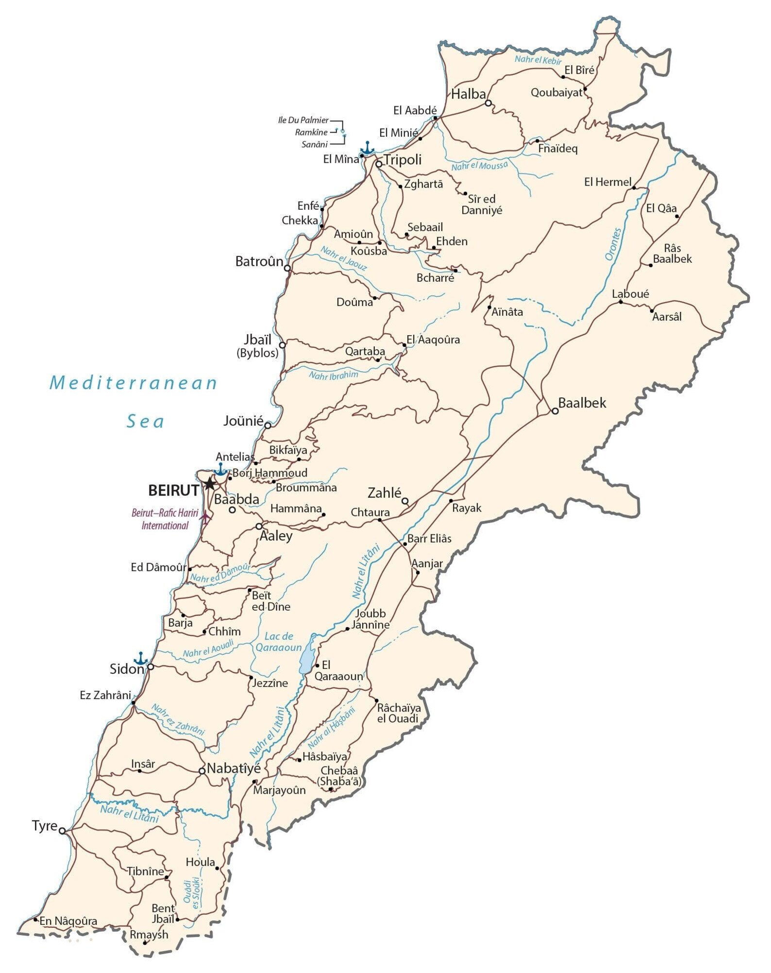 Lebanon Road Map Glossy Poster Picture Photo Print Banner ...