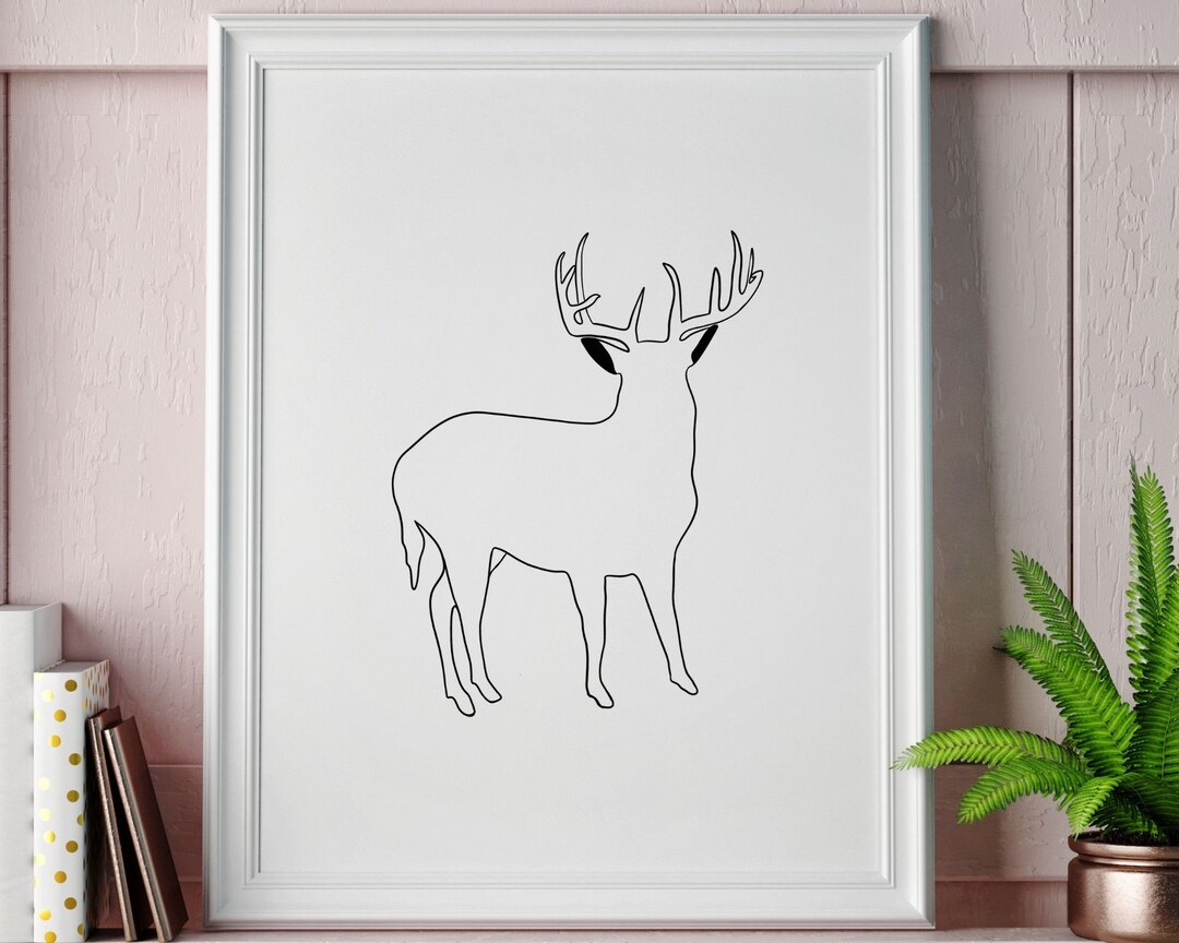 HIRSCH LINE PRINT Linie Zeichnung Deer Print Art Highlands Animal Art ...
