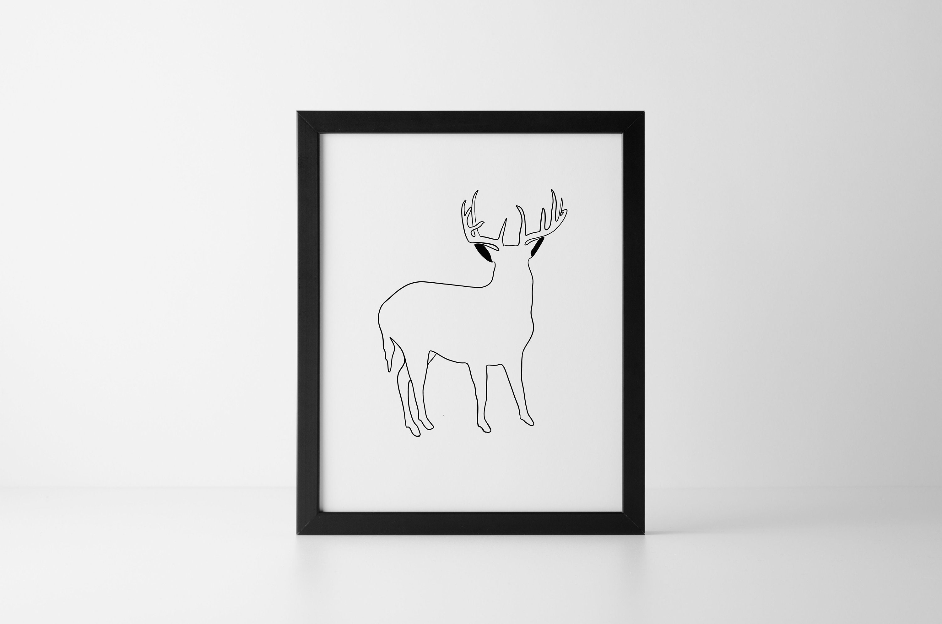 HIRSCH LINE PRINT Linie Zeichnung Deer Print Art Highlands Animal Art ...