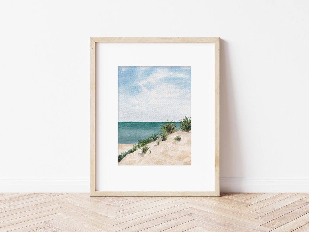 Beach Watercolor Landscape, Coastal Decor, Ocean Painting, Watercolor ...