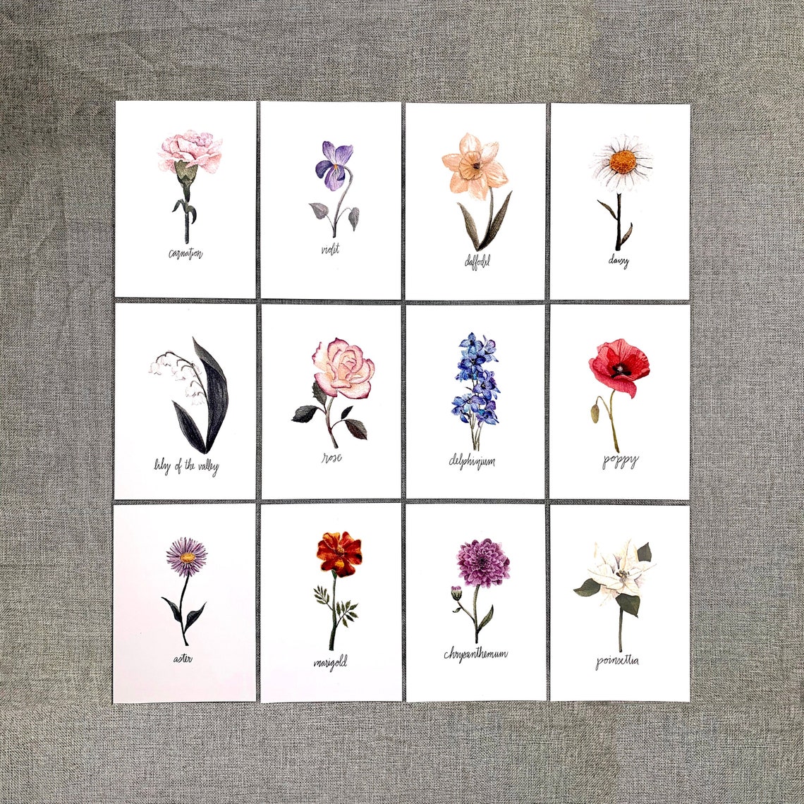 Birth Flower Watercolor Print Birth Month Painting Birth - Etsy