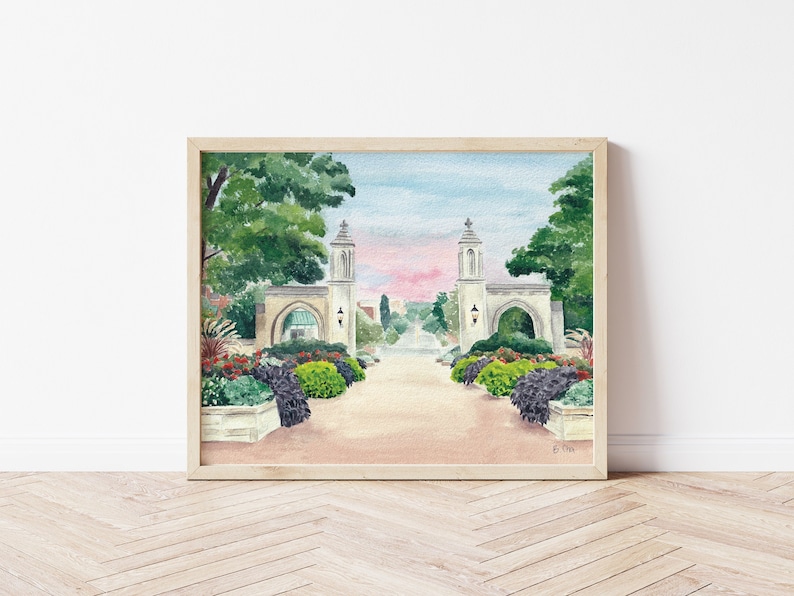 Sample Gates Painting, Bloomington Indiana, Watercolor Landmark ...