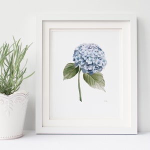 Blue Hydrangea Painting, Botanical Art Print, 8x10 Floral, Gifts for ...