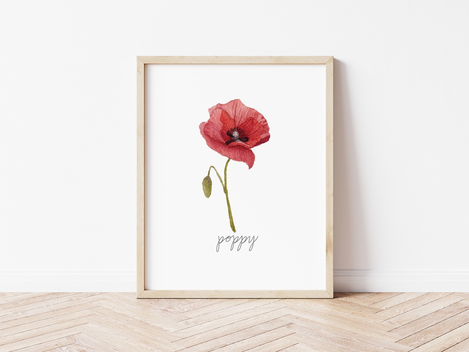 August Birth Flower Poppy | Birth Flower Watercolor Print | Botanical ...