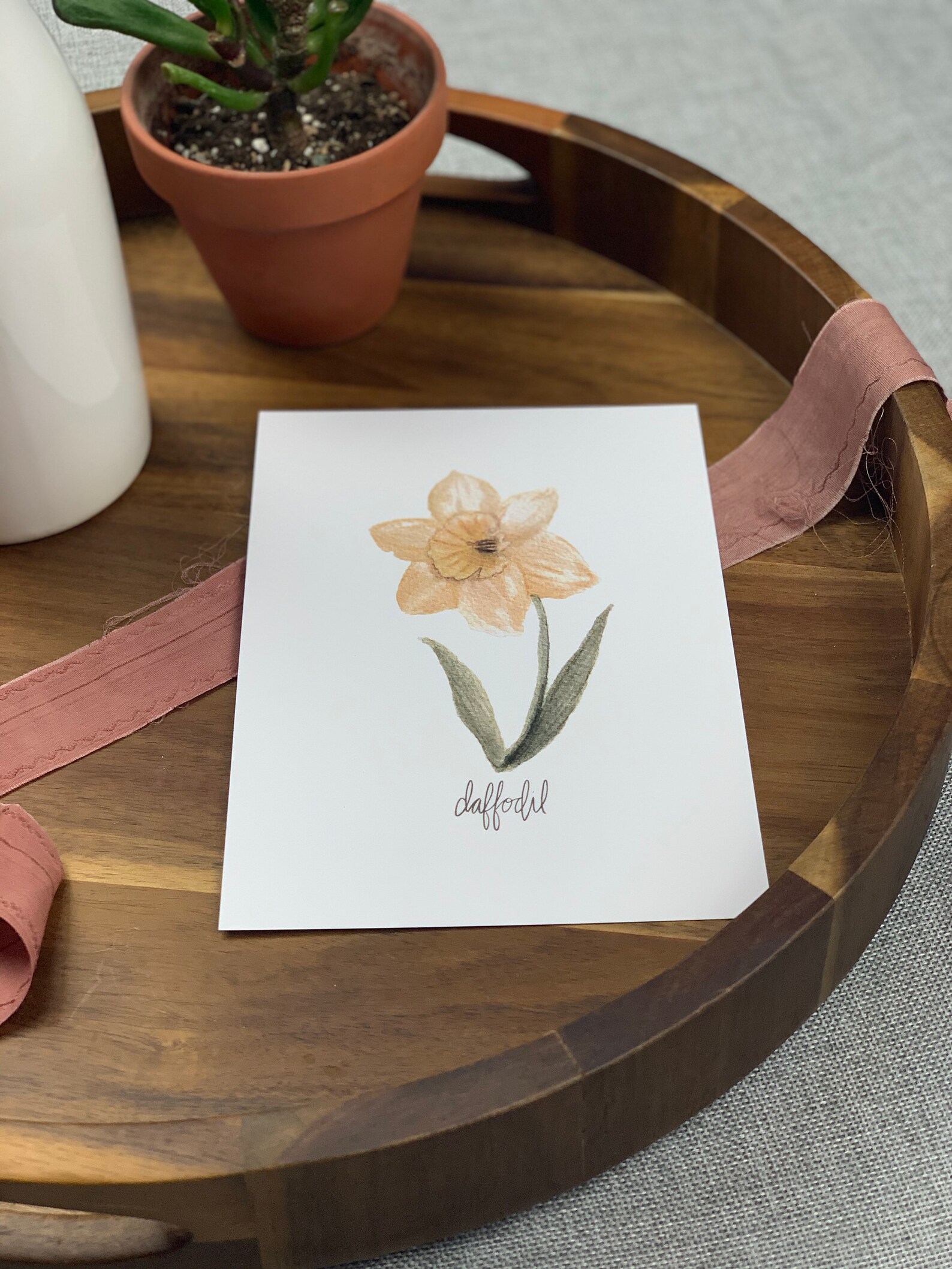 March Birth Flower Daffodil | Birth Flower Watercolor Print | Botanical ...