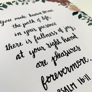 Psalm 16 With Loose Floral Frame | Fullness of Joy | Botanical ...