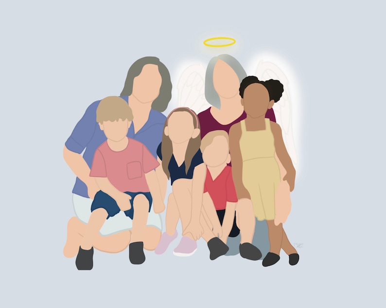 DIGITAL Faceless Angel Portrait- Grieving Gift- Angel Wings and Halo ...