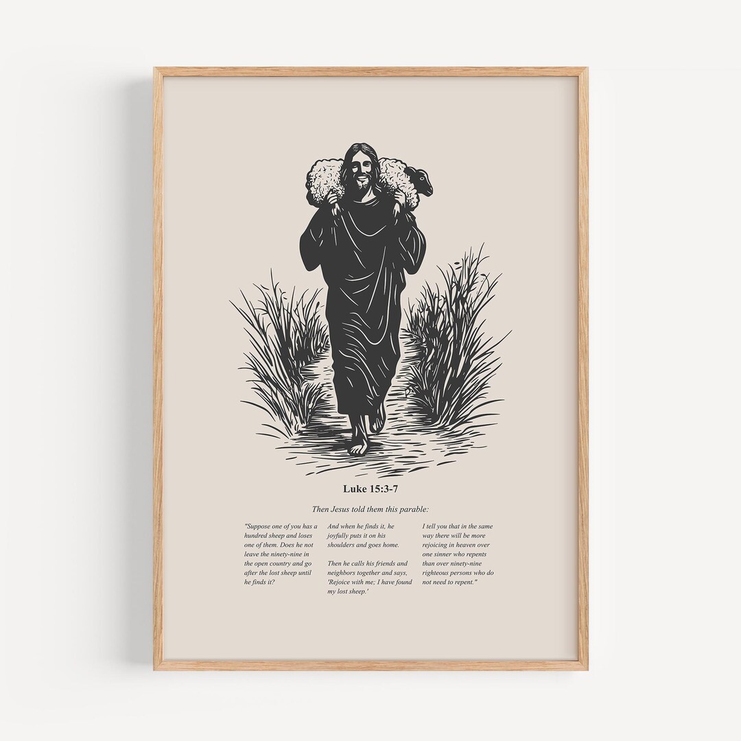 Parable of the Lost Sheep Art, Printable Wall Art, Jesus Leaves the 99 ...