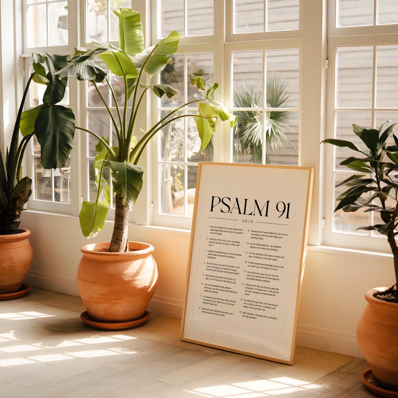 Psalm 91 Printable Wall Art, Encouraging Bible Verse Print, Minimalist ...