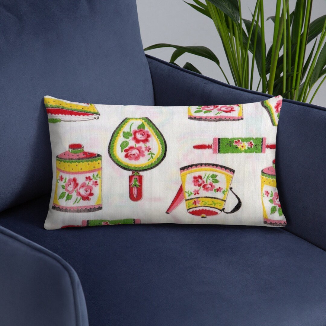 1930's Flour Sack, Kitchen Utensils Pattern, Image Throw Pillow ...