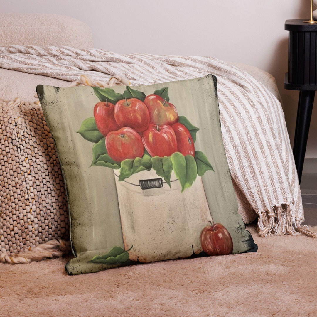 Red Apples in an Enamel Bucket Printed From Original Hand Painted ...
