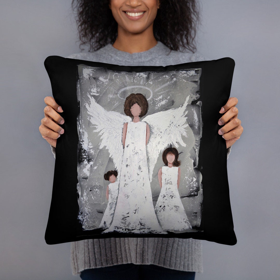 Three Angels Throw Pillow: Original Hand-painted Design - Etsy