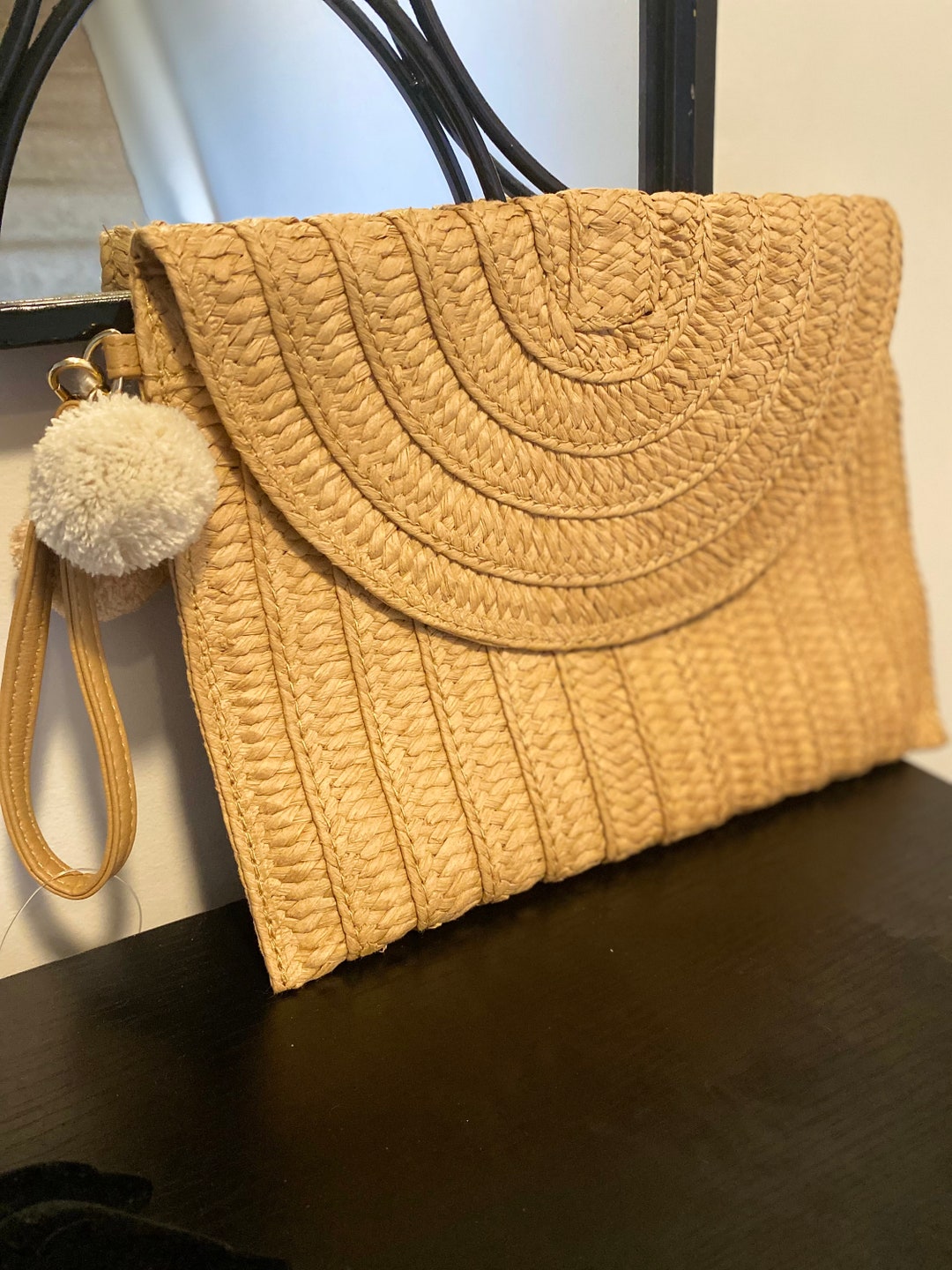 Straw Clutch With Strap - Etsy