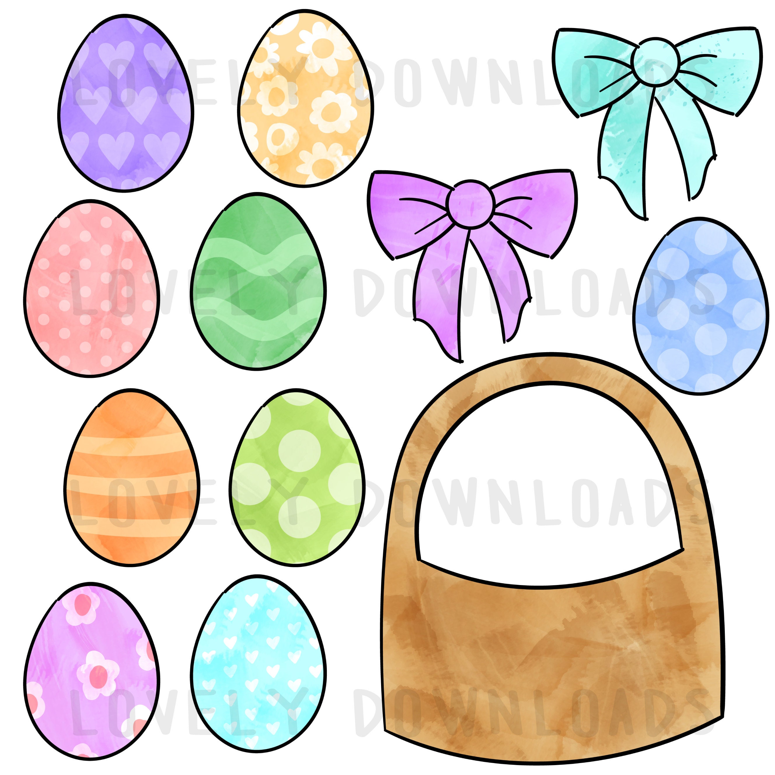 Watercolor Clipart Easter Eggs, Instant Digital Download, Limited ...