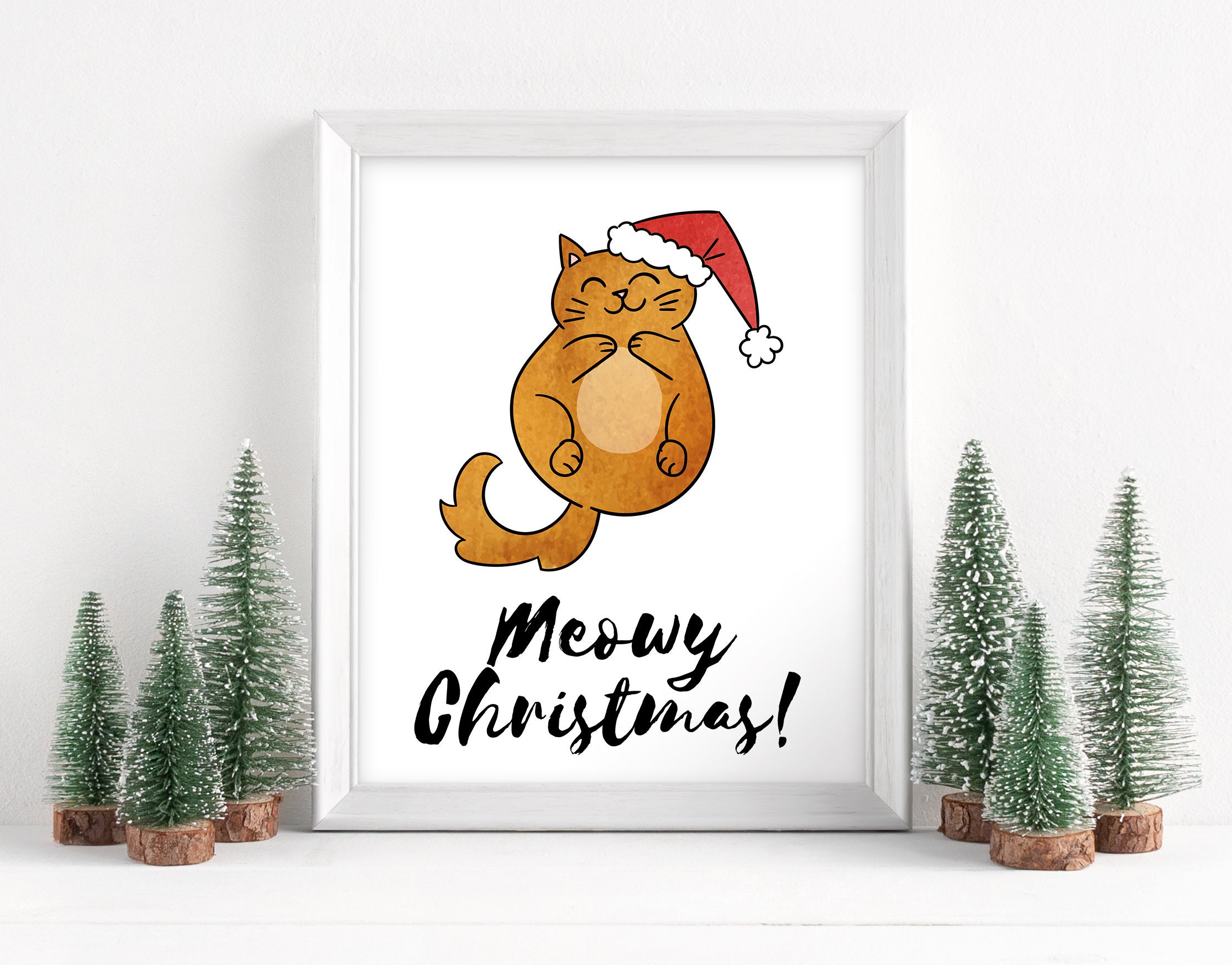 Printable Christmas Wall Decor, Meowy Christmas, Instant Download, 8x10 ...