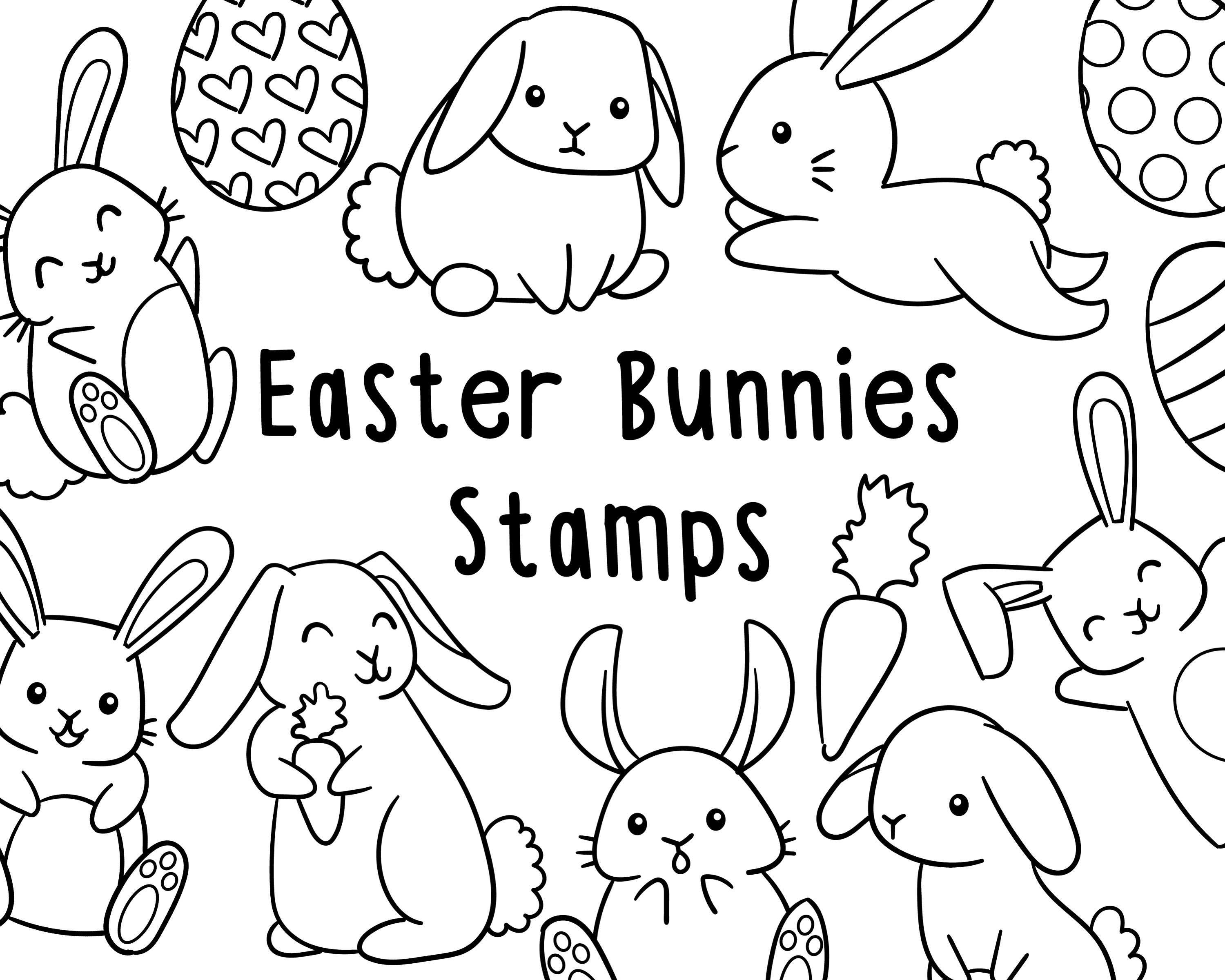 Digital Stamps: Easter Bunnies Instant Digital Download | Etsy