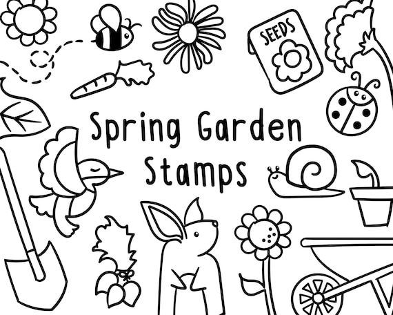 Digital Stamps: Spring Garden Instant Digital Download | Etsy