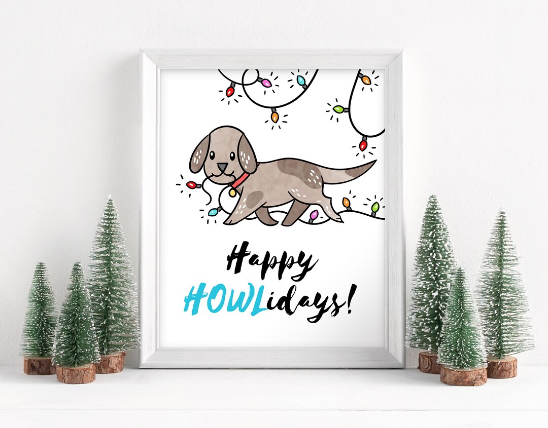 Printable Christmas Wall Decor Happy Howlidays Instant - Etsy