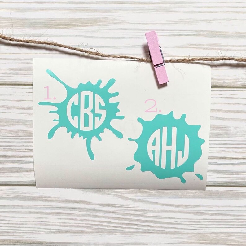 Paint Splatter Monogram Vinyl Decal Sticker for Tumbler - Etsy