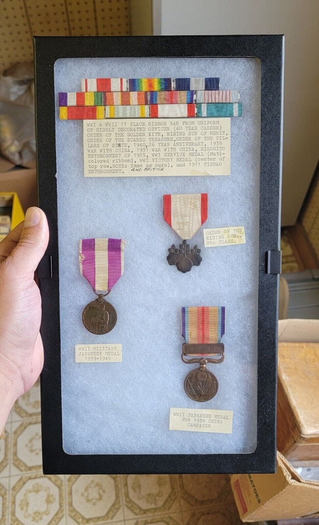 WWII Japanese Medal Lot and Ribbon Bar Order of Rising Sun China ...