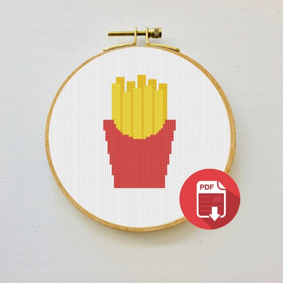 French Fries Cross Stitch Pattern PDF Food Cross Stitch | Etsy