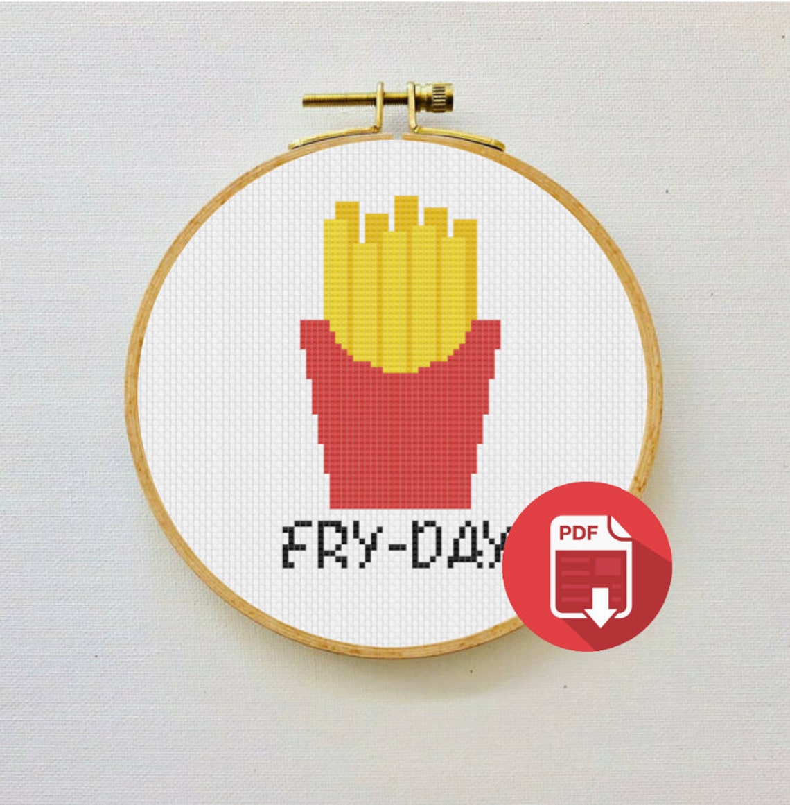 Fry-day (french Fries Pun) Cross Stitch Pattern (PDF) Food Pun Cross ...