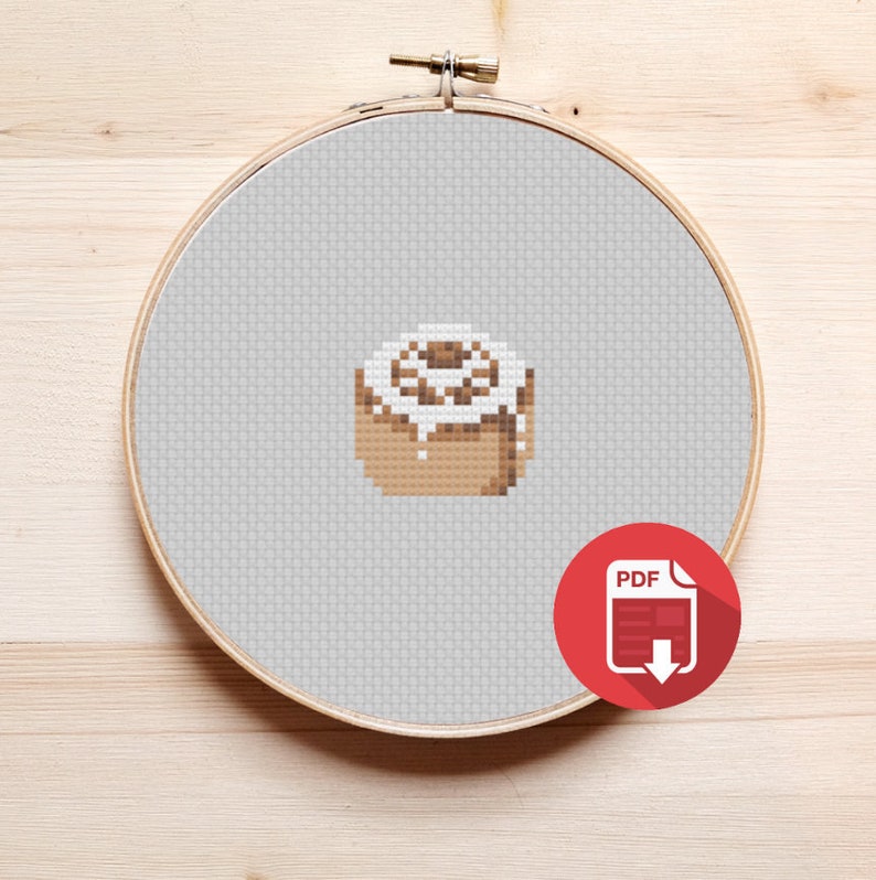 Cinnamon Scroll Beginner Cross Stitch Pattern (PDF) - Etsy