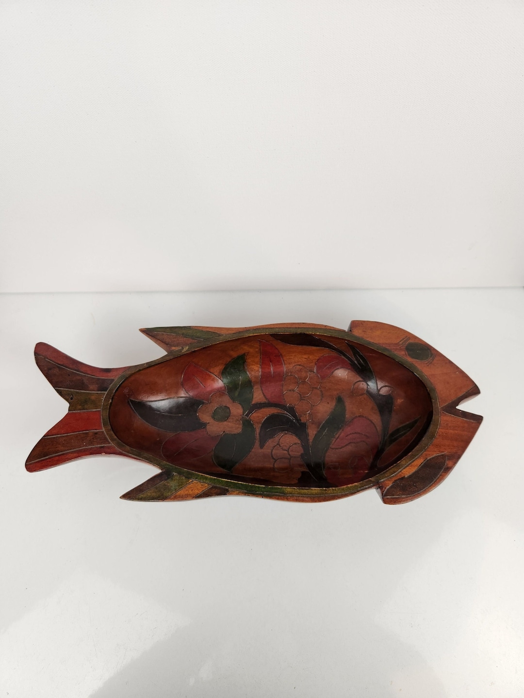 Vintage Mahogany Wooden Hand Carved Painted Fish Bowl - Etsy
